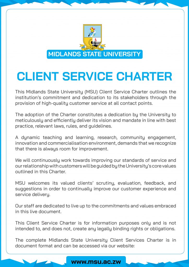 MSU Client Service Charter - Midlands State University
